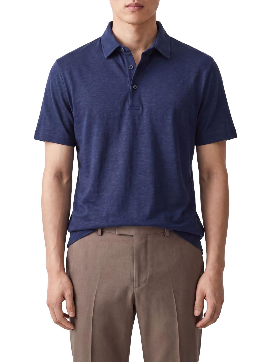 HERNO short-sleeve cotton polo shirt with three-button placket